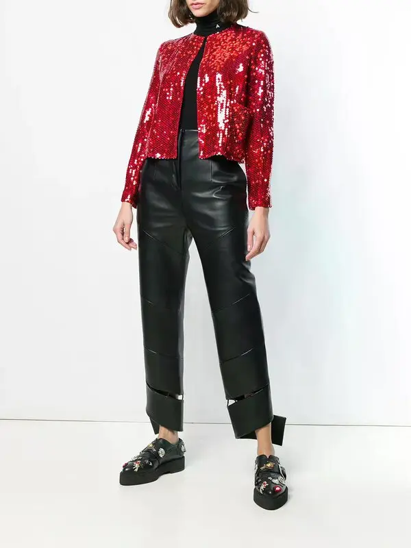 Comme Des Garçons 1999 Sequin Embellished Cropped Jacket - Red