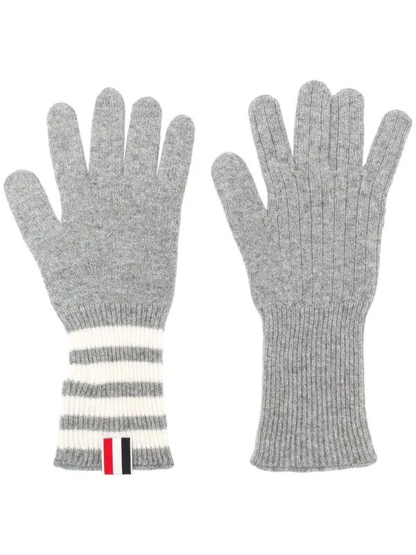 Thom Browne 4-bar Cashmere Gloves - Grey