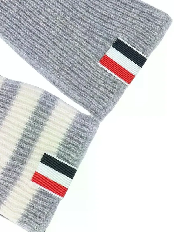 Thom Browne Cashmere Ribbed Gloves - Grey