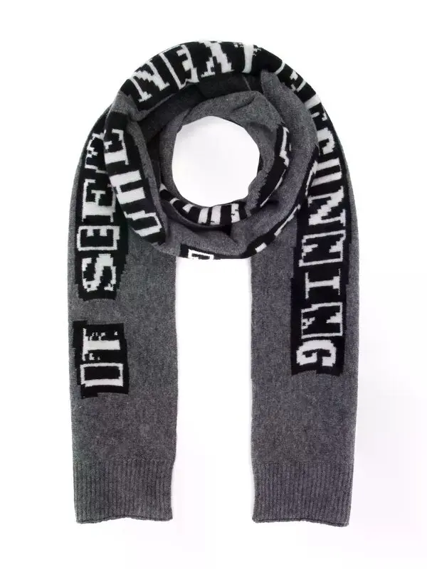 Valentino Garavani Slogan-embroidered Scarf - Grey