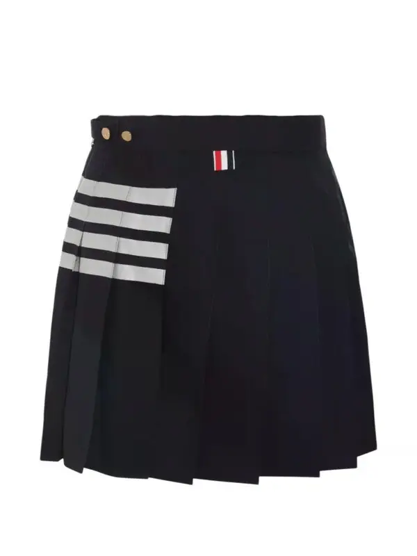 Thom Browne Pleated Mini Skirt With Signature 4-bar Stripes - Blue