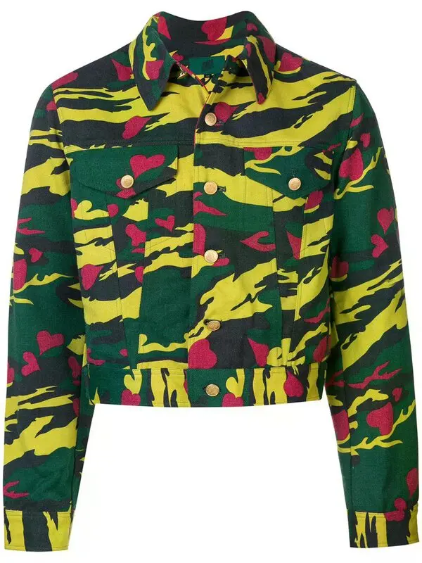 Jean Paul Gaultier Heart Camouflage Cropped Jacket - Green