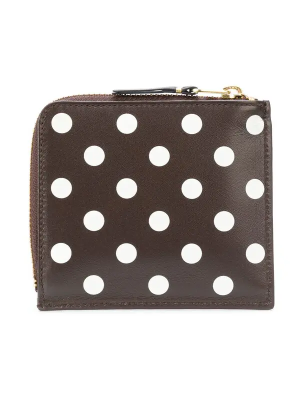 Comme Des Garçons Polka Dot Zipped Wallet - Brown