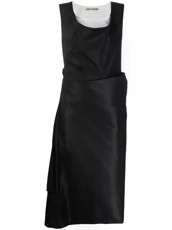 Comme Des Garçons 1995 Draped Wool Blend Midi Dress - Black