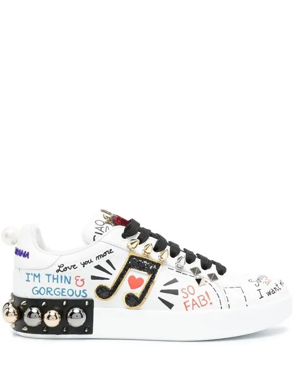 Dolce & Gabbana Portofino Appliqué Sneakers - White