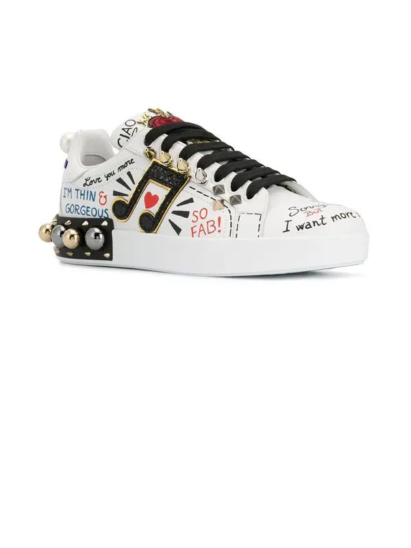 Dolce & Gabbana Portofino Appliqué Sneakers - White