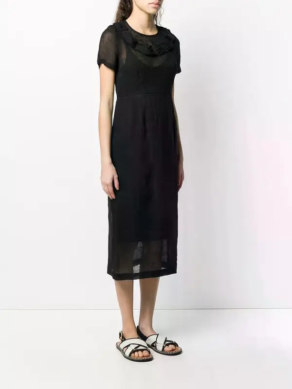 Comme Des Garçons Sheer Ruffled Neck Midi Dress
