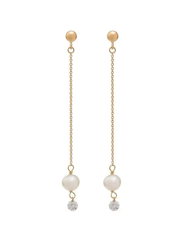 PERSEE 18kt Yellow Perlée Chain Drop Earrings - Gold