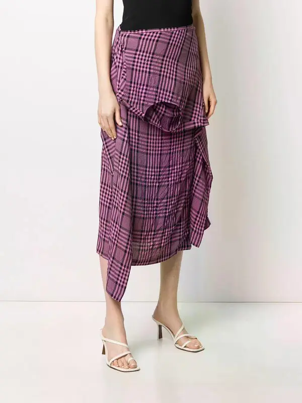 Colville Plaid Asymmetric Skirt
