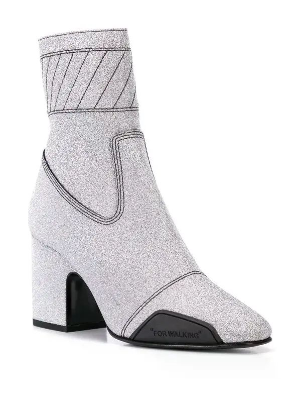 Off-White Glitter Ankle Boots