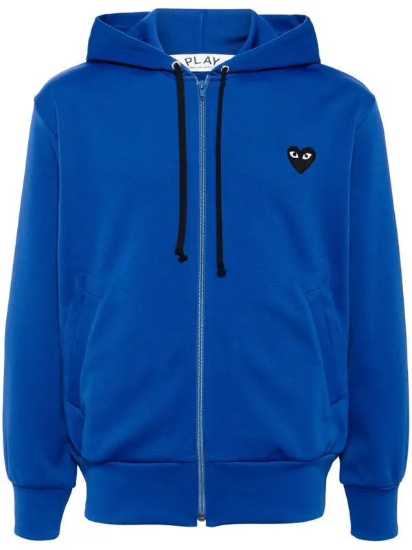 Play Comme Des Garcon Big Heart Zip-up Hoodie - Blue