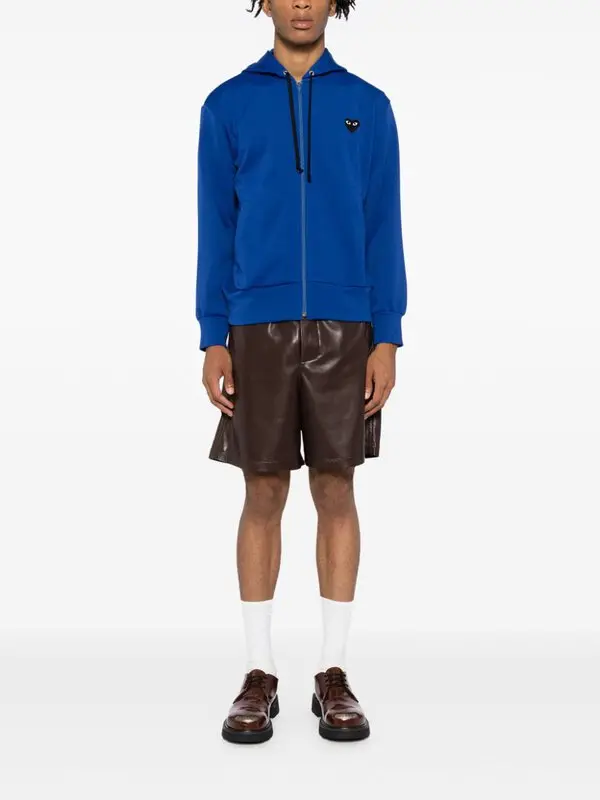 Play Comme Des Garcon Big Heart Zip-up Hoodie - Blue
