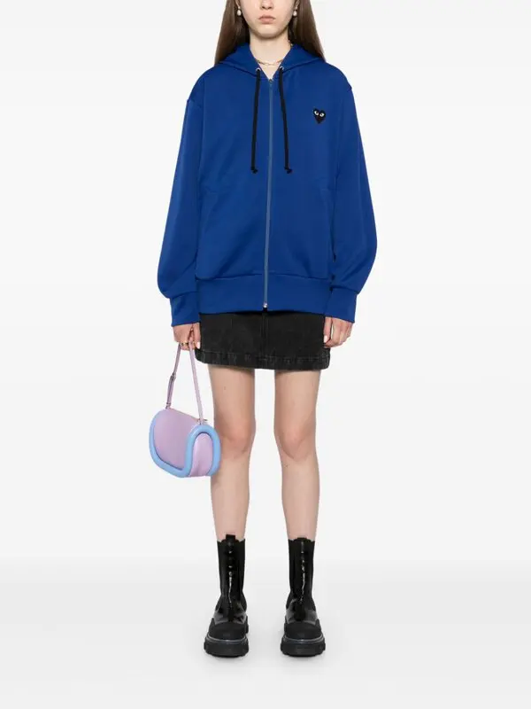 Play Comme Des Garcon Big Heart Zip-up Hoodie - Blue