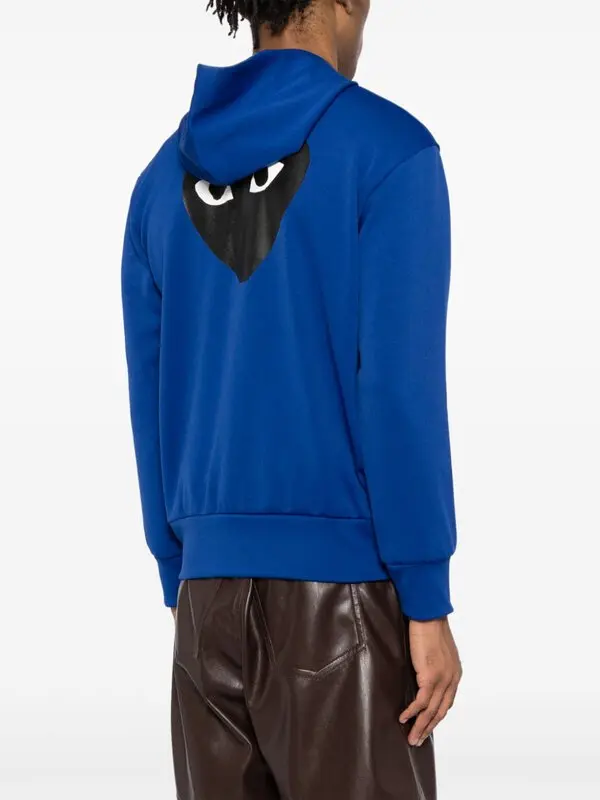 Play Comme Des Garcon Logo-Embroidered Zip Hoodie - Blue