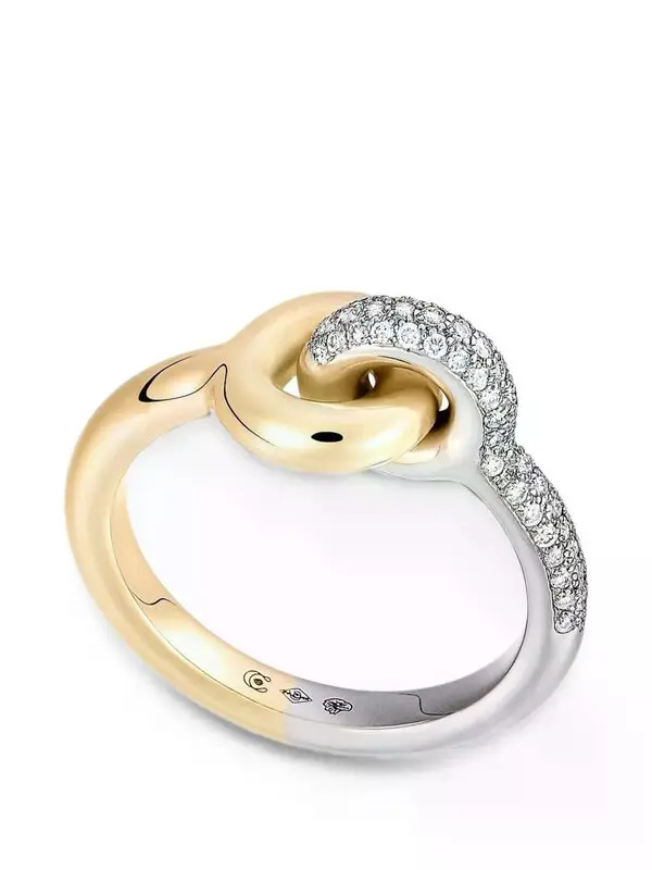 Charlotte Chesnais 18kt Yellow And White Maxi Twin Pave Diamond Ring - Gold