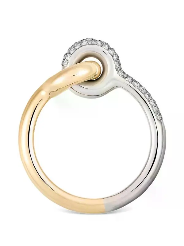 Charlotte Chesnais 18kt Yellow And White Maxi Twin Pave Diamond Ring