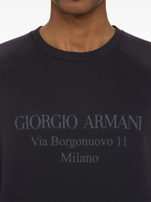 Giorgio Armani Logo Print Cotton Blend Sweatshirt