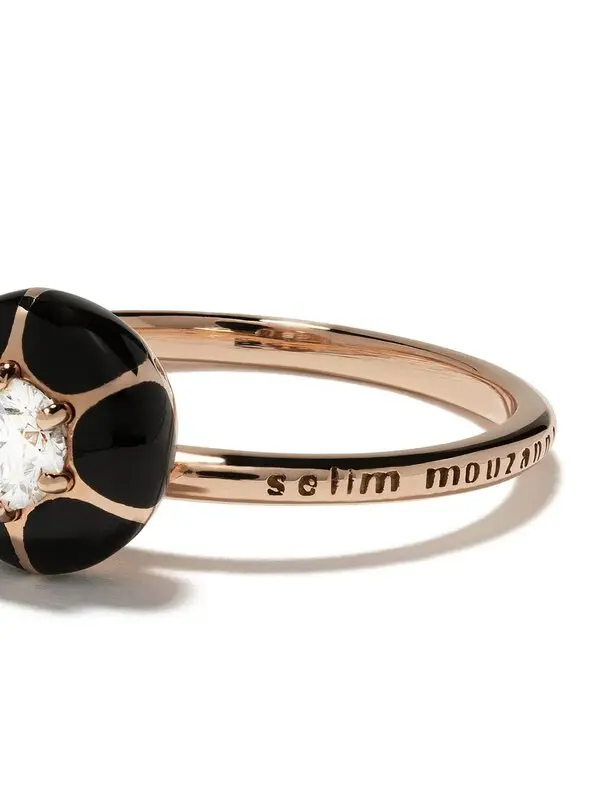 SELIM MOUZANNAR 18kt Diamond And Enamel Ring - Pink