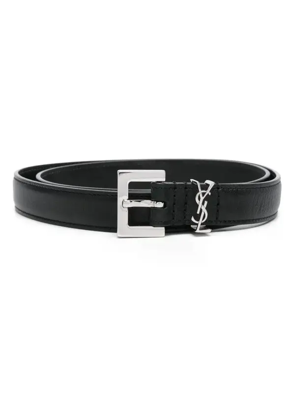 Saint Laurent Cassandre Thin Belt - Black
