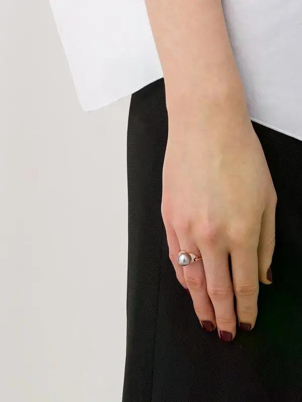 Yoko London 18kt Rose Freshwater Pearl And Diamond Ring