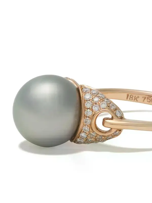Yoko London 18kt Rose Freshwater Pearl And Diamond Ring
