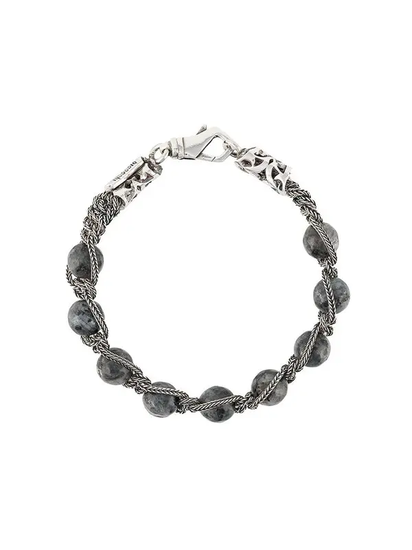 Emanuele Bicocchi Beaded Braided-chain Bracelet - Grey