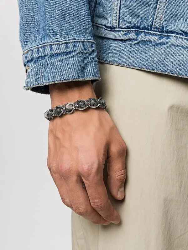 Emanuele Bicocchi Beaded Braided-chain Bracelet - Grey