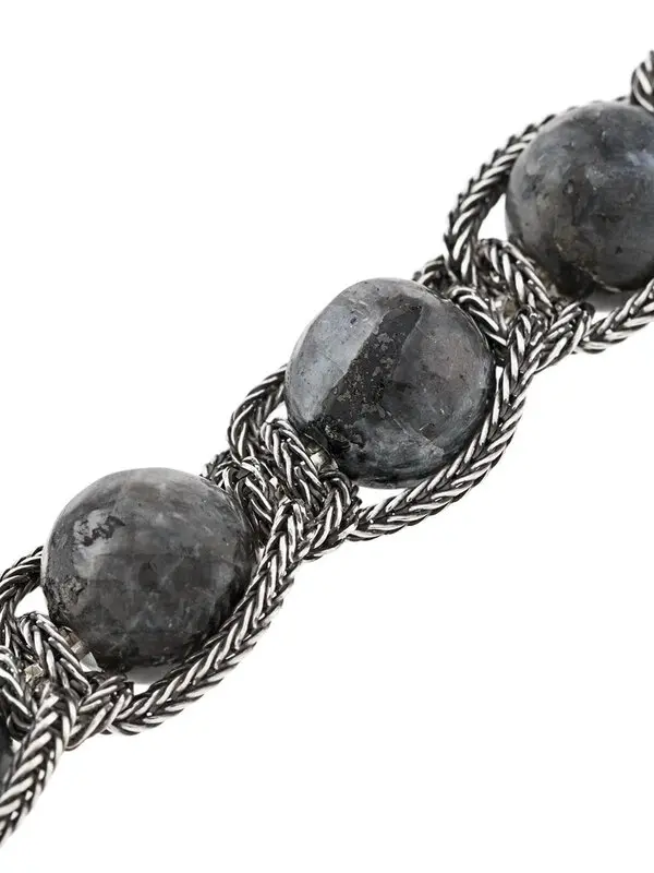 Emanuele Bicocchi Beaded Braided-chain Bracelet - Grey