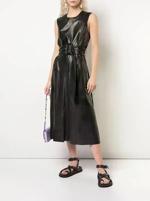 Brunello Cucinelli Textured Belted Waist Dress - Black