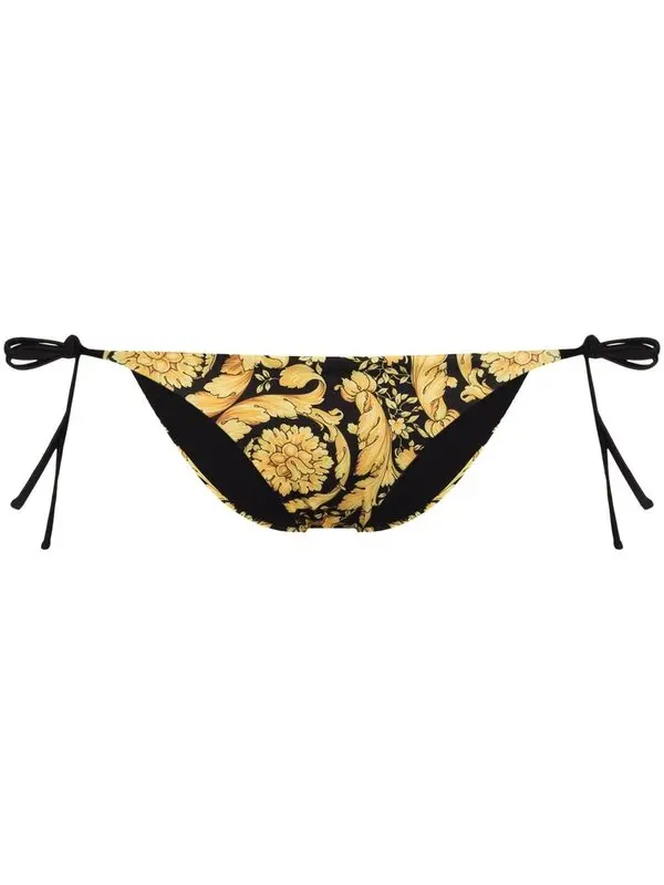 Versace Barocco-print Bikini Bottom - Black