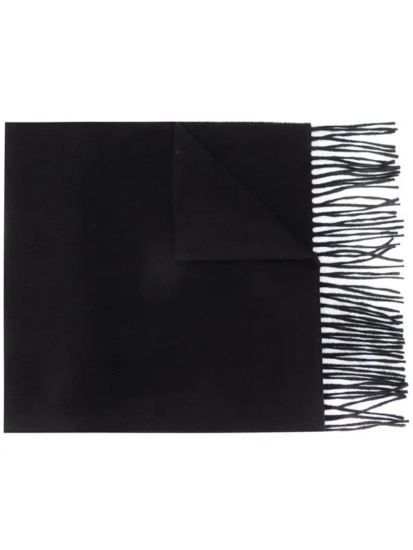 Moschino Logo-embroidered Fringed Scarf - Black
