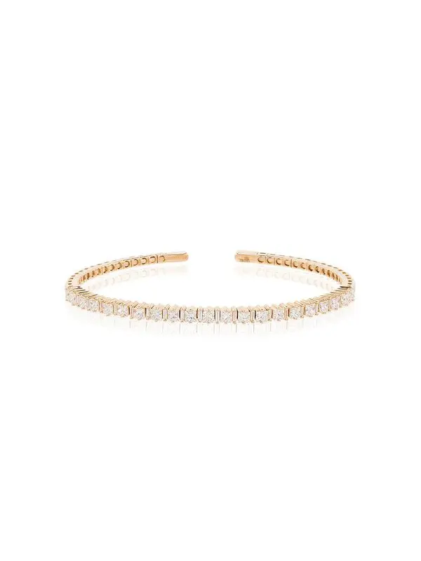 SUZANNE KALAN 18kt Yellow Mixed Cut Diamond Bangle - Gold