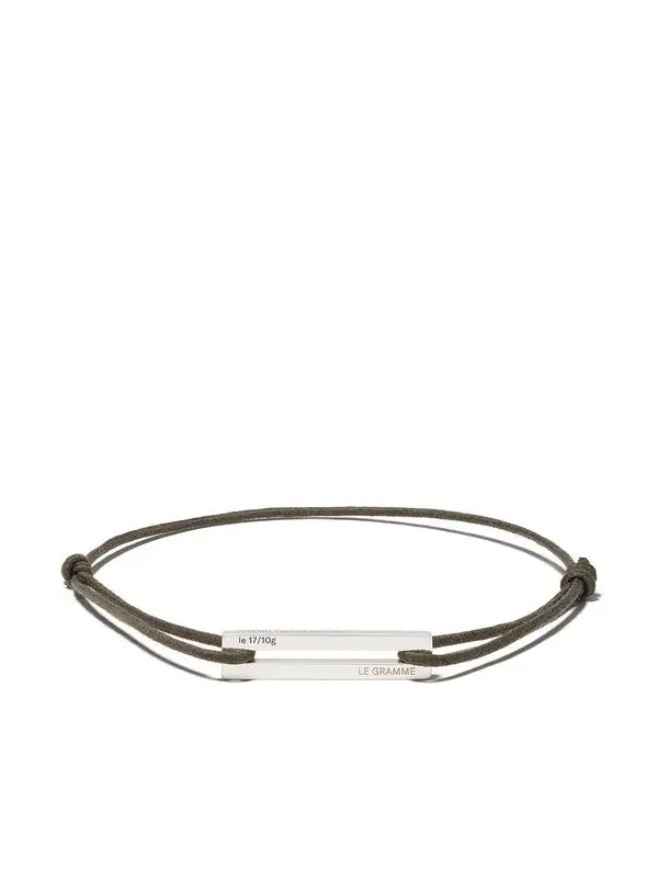 Le Gramme 17/10g Cord Bracelet - Silver/khaki