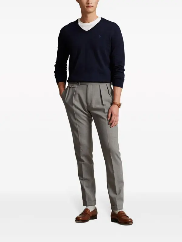 Polo Ralph Lauren Logo V-neck Jumper - Blue