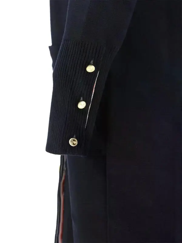 Thom Browne Merino Wool Milano V-neck Long Cardigan - Blue