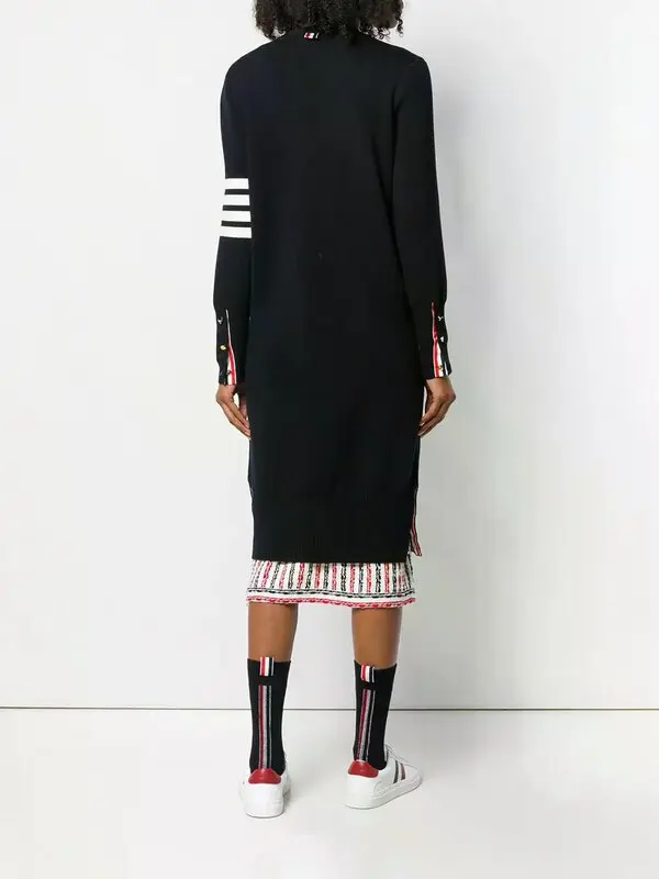Thom Browne Merino Wool Milano V-neck Long Cardigan - Blue
