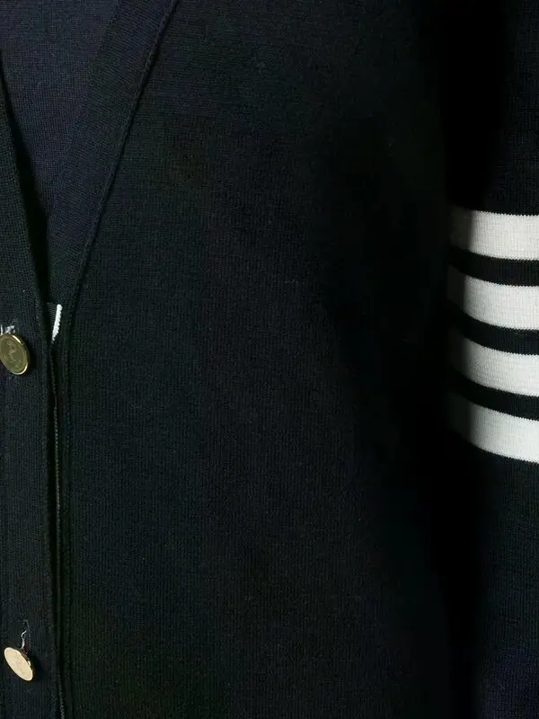 Thom Browne Merino Wool Milano V-neck Long Cardigan - Blue