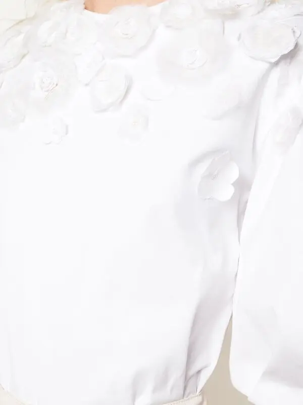 Carolina Herrera Floral Appliqués Puff Sleeve Blouse