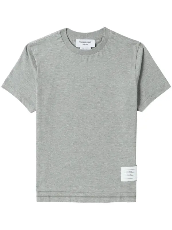 Thom Browne Logo-patch Cotton T-shirt - Grey