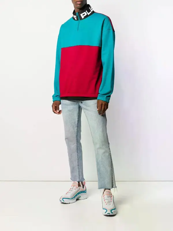 PLEASURES Contrast Panel Fleece Sweatshirt