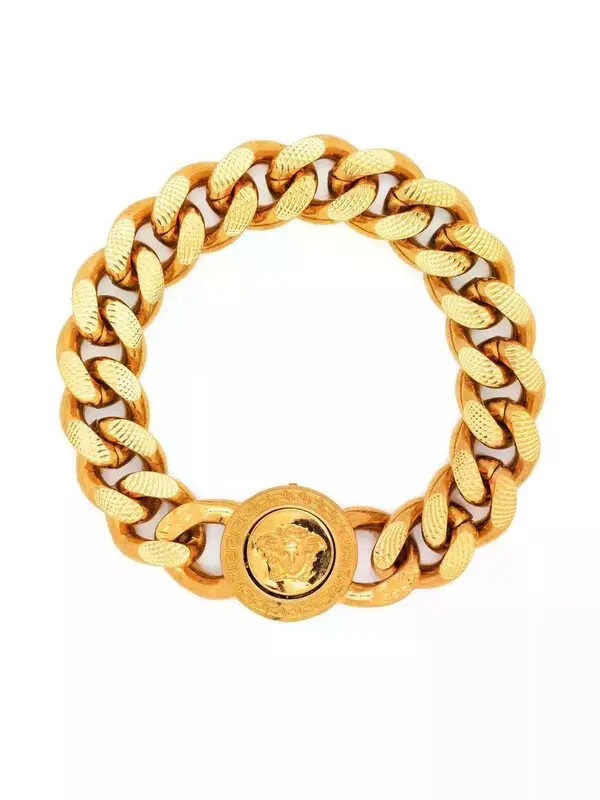 Versace Medusa Engraved Chain Bracelet In Tone Metal - Gold