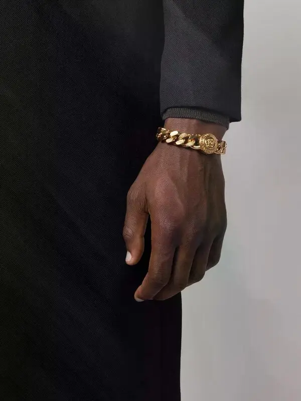 Versace Medusa Engraved Chain Bracelet In Tone Metal
