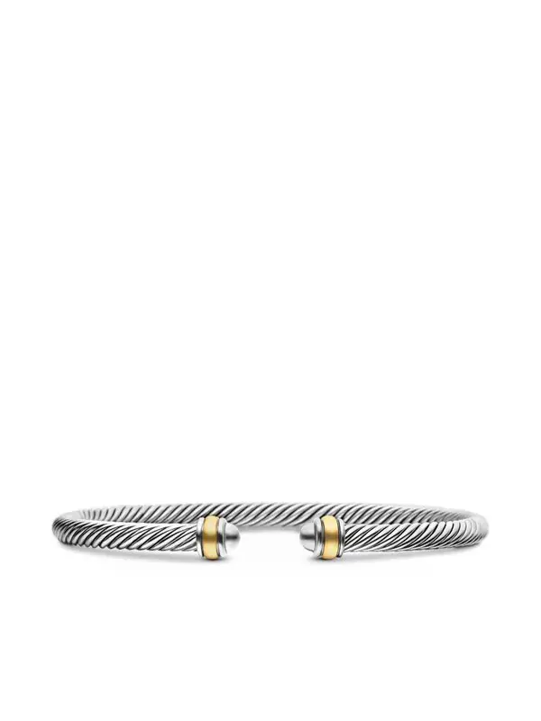 David Yurman 18kt Yellow Gold And Sterling Cable Bracelet - Silver