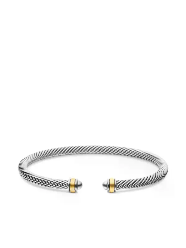 David Yurman 18kt Yellow Gold And Sterling Cable Bracelet - Silver