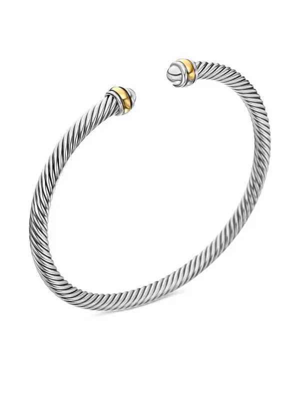 David Yurman 18kt Yellow Gold And Sterling Cable Bracelet - Silver