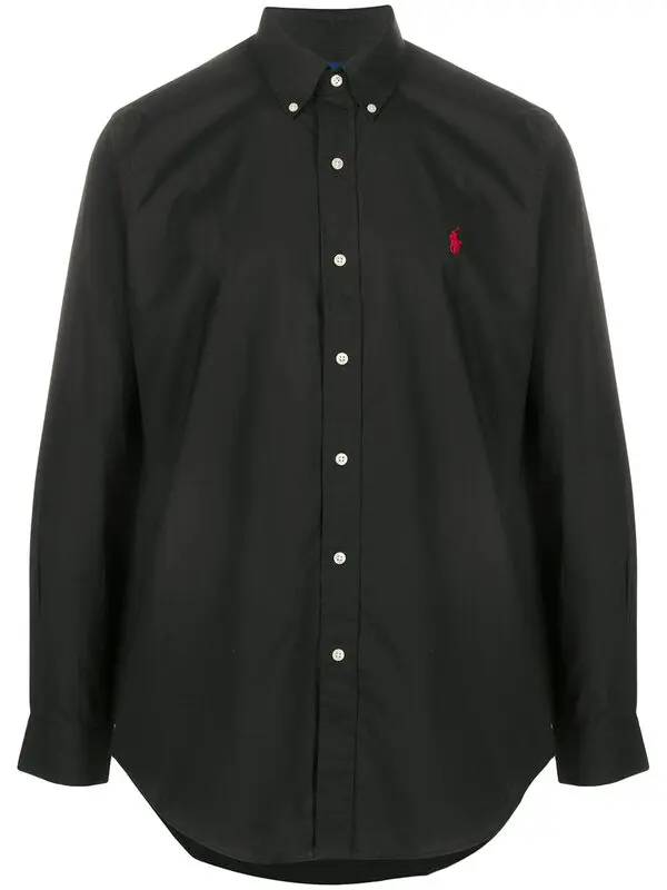 Polo Ralph Lauren Embroidered Logo Cotton Shirt - Black