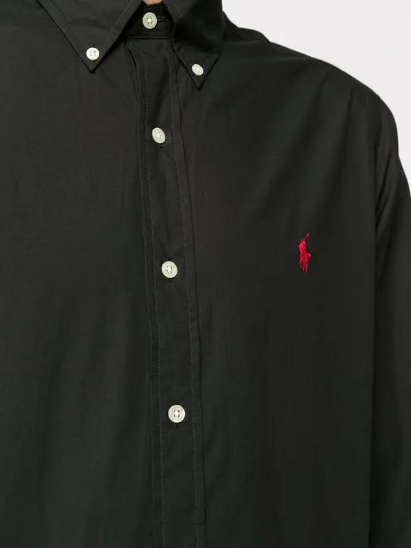 Polo Ralph Lauren Embroidered Logo Cotton Shirt - Black