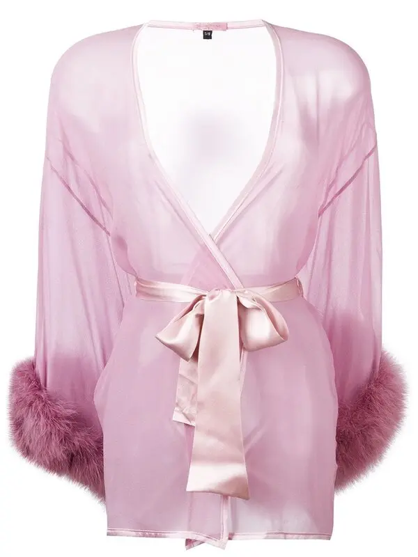 GILDA & PEARL Diana Sheer Silk Robe - Pink