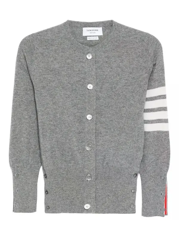 Thom Browne Stripe-detail Cashmere Cardigan - Grey