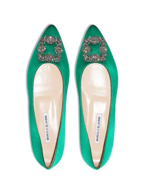 Manolo Blahnik Hangisi Appliqué Flat Pumps